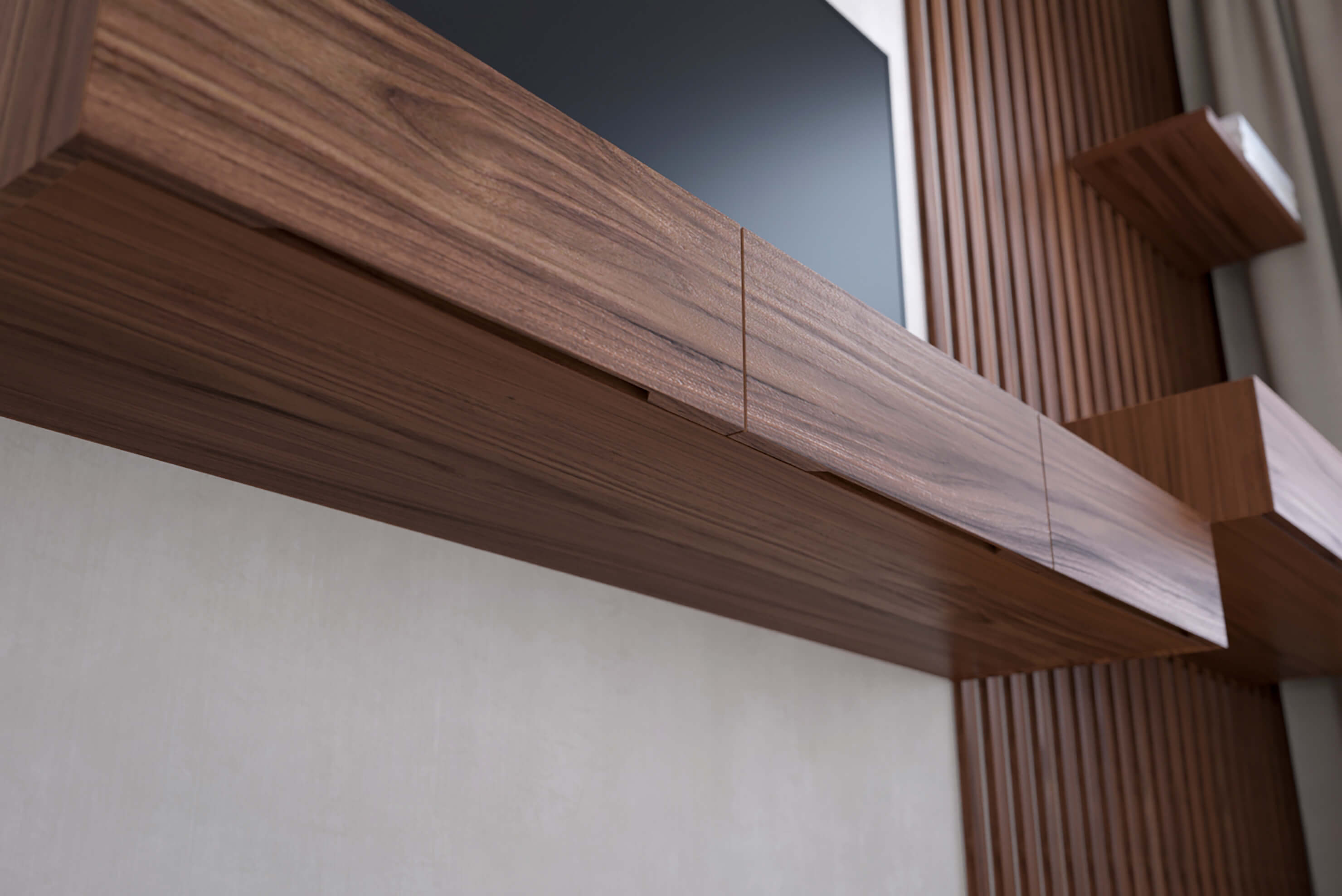 Walnut floating tv stand store
